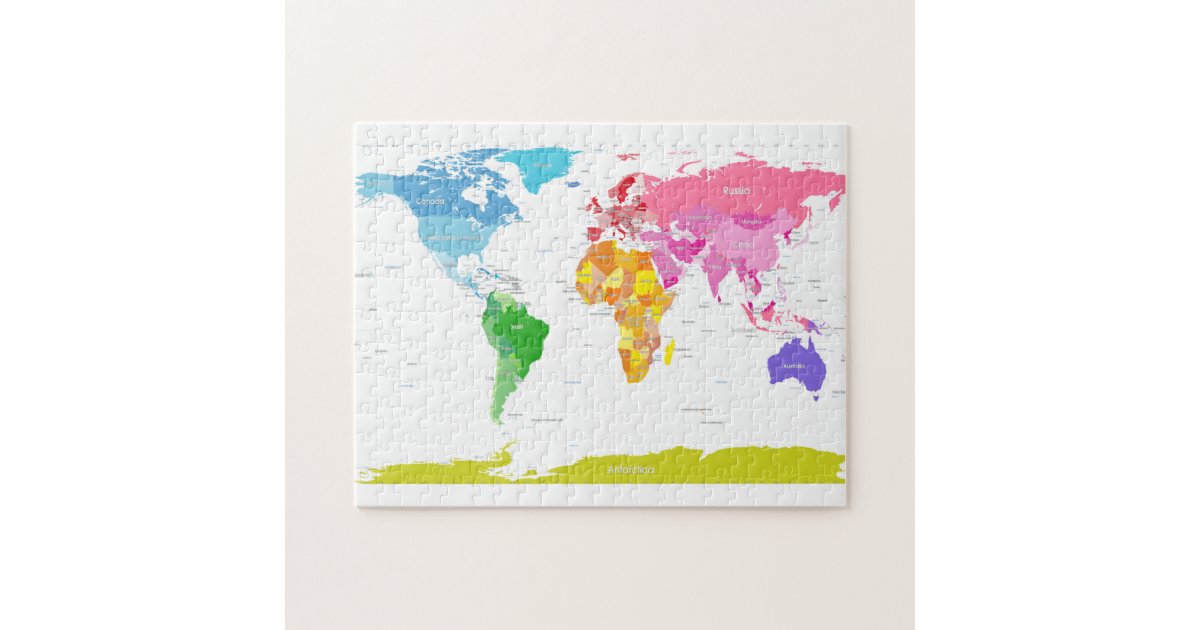 Continents World Map Jigsaw Puzzle | Zazzle