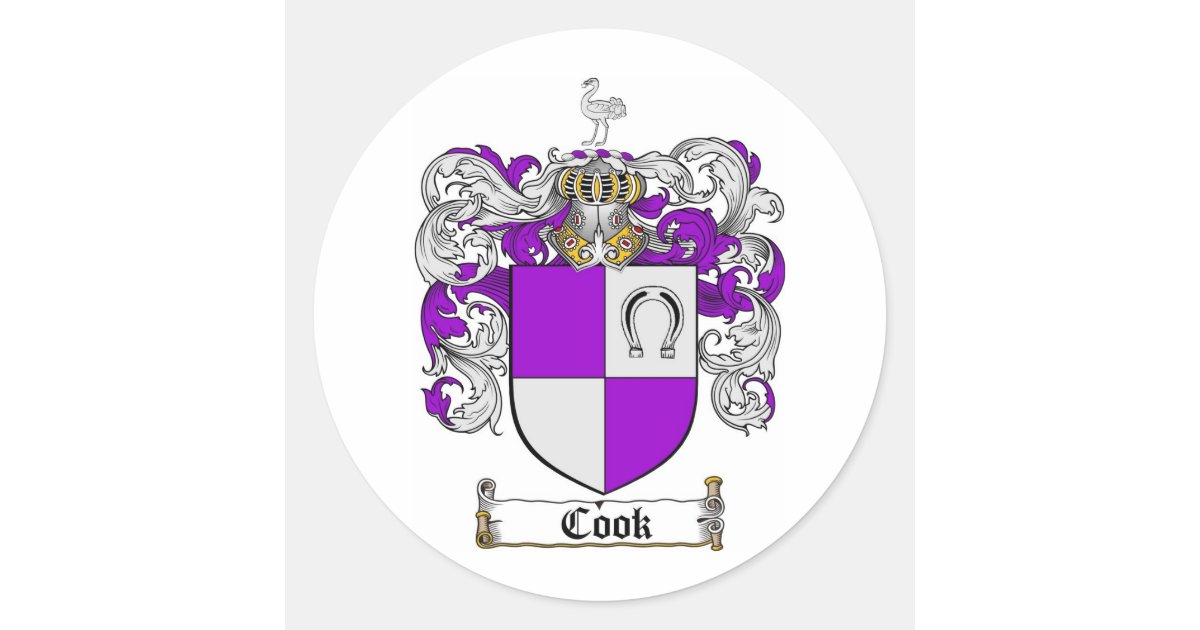 COOK FAMILY CREST - COOK COAT OF ARMS CLASSIC ROUND STICKER | Zazzle