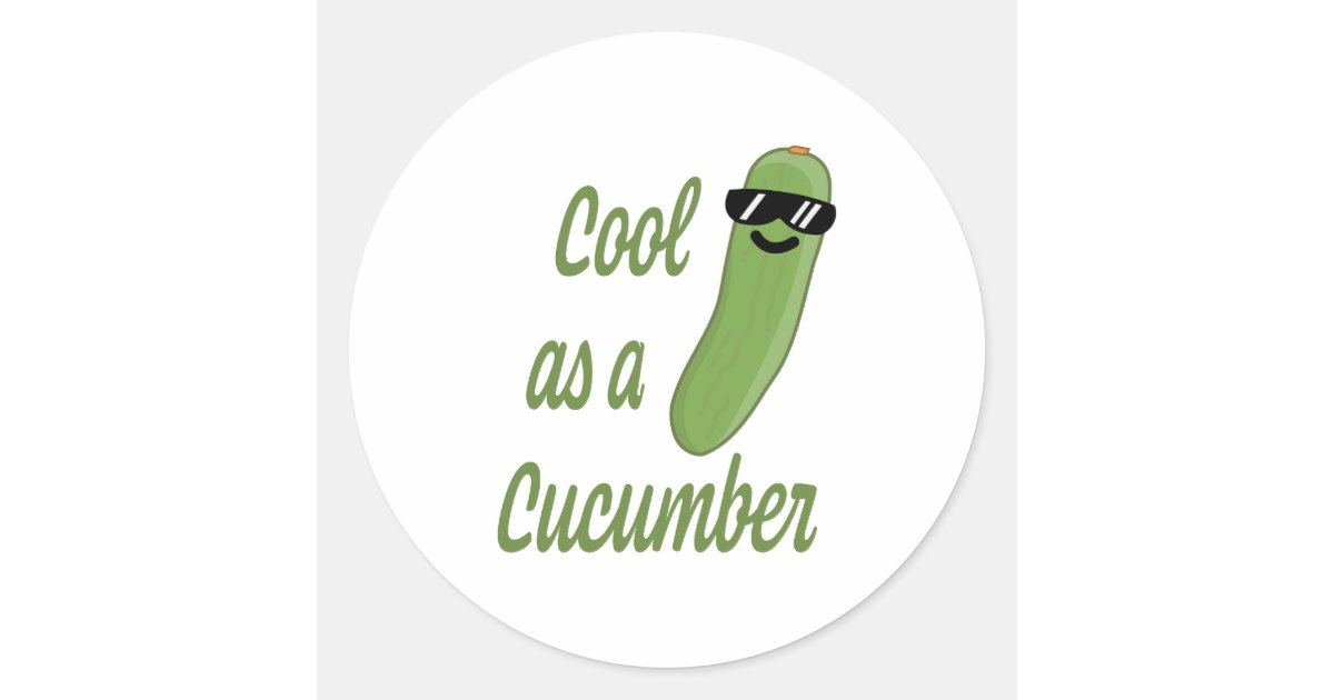 Cool as a Cucumber! Cute Cucumber Cartoon Classic Round Sticker | Zazzle