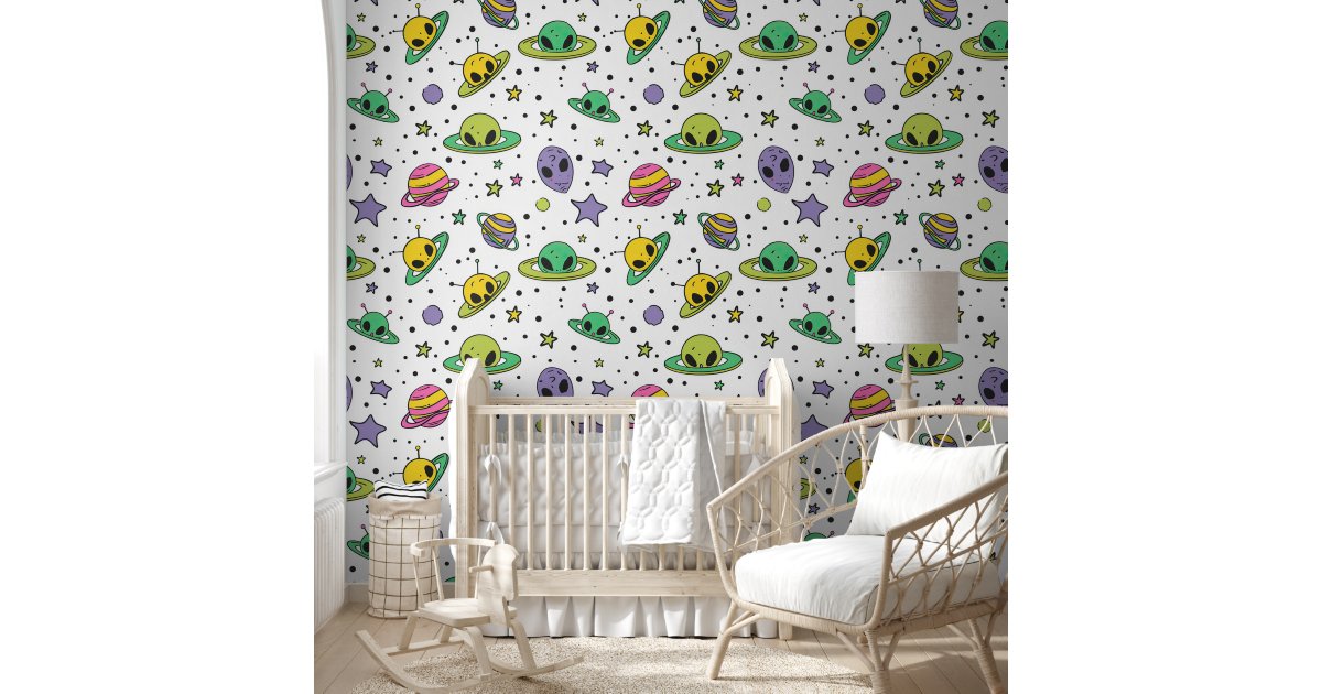 Cool baby boy space alien tiled wallpaper | Zazzle