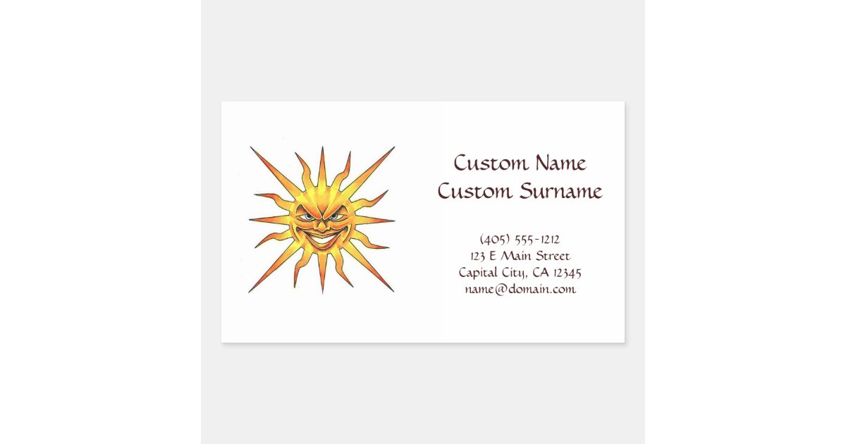Cool cartoon tattoo symbol evil Sun face Rectangular Sticker | Zazzle