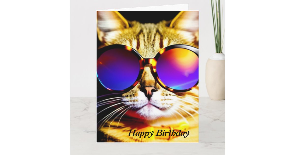 Cool Cat Happy Birthday Card | Zazzle