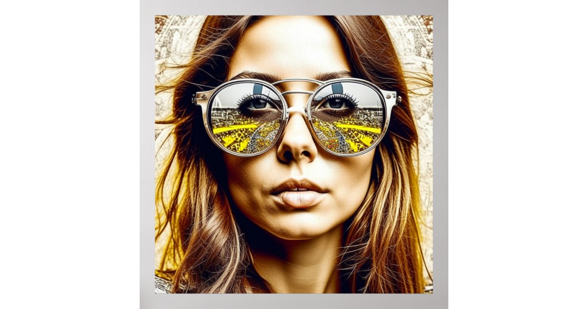 Cool Chick with Reflection of a Musical Festival Poster | Zazzle
