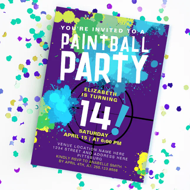 Cool Colourful Paintball Outdoor Shoot Team Invitation | Zazzle