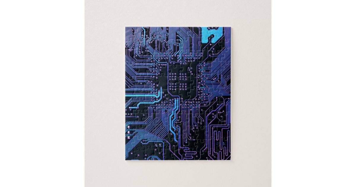 Cool Computer Circuit Board Blue Jigsaw Puzzle | Zazzle