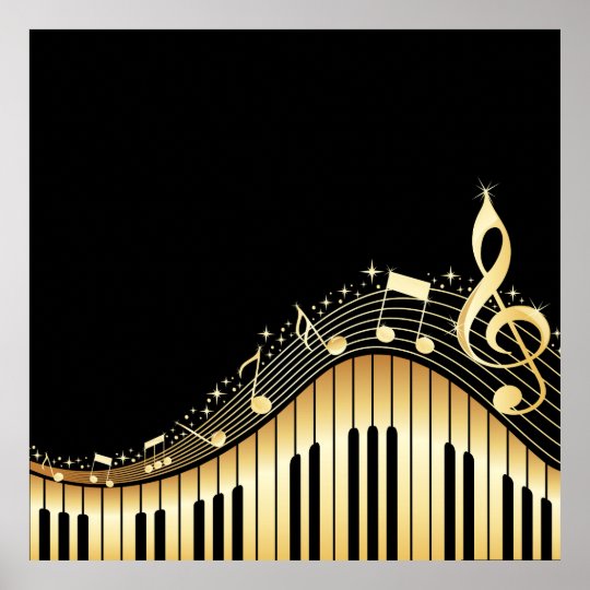 Cool Gold And Black Music Keys Poster | Zazzle.co.uk