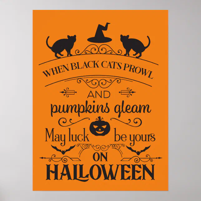 cool Halloween black cats poem party Poster | Zazzle