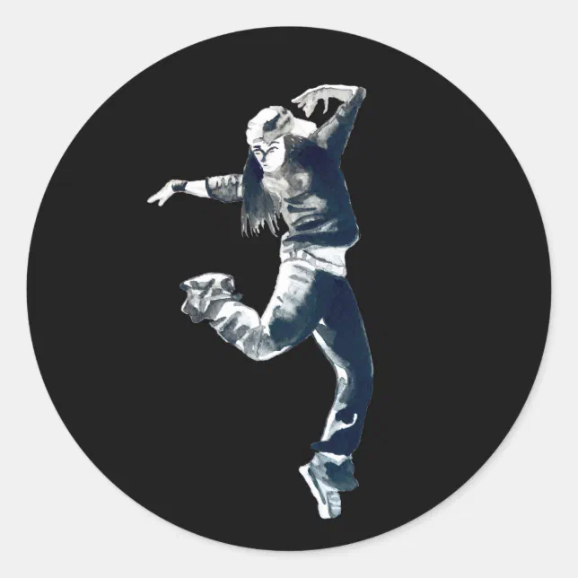 Cool hip hop dancer girl illustration classic round sticker | Zazzle