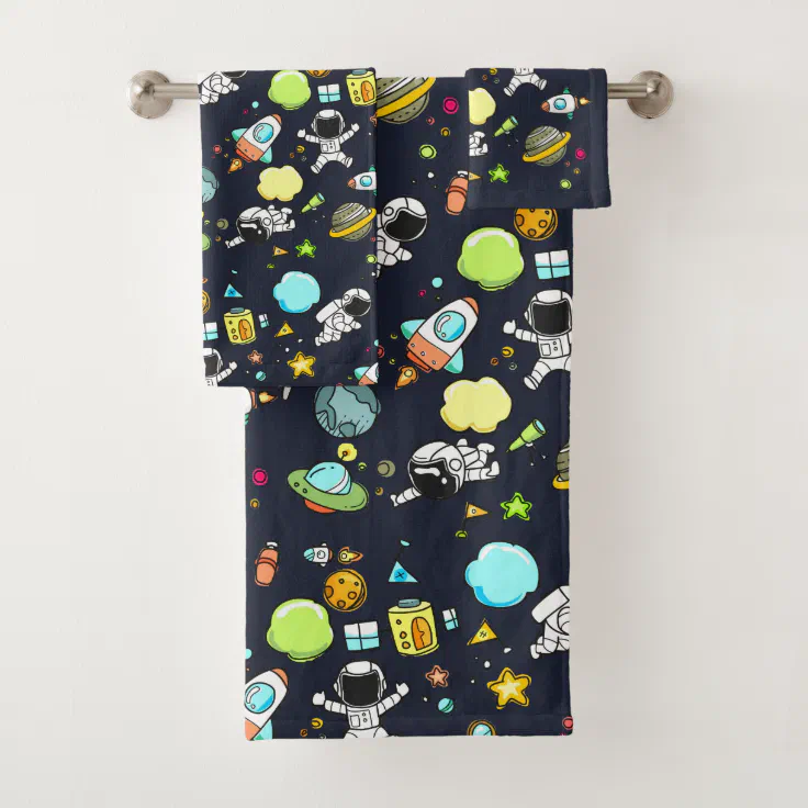 Cool Outer Space Theme - Astronauts & Rocket Ships Bath Towel Set | Zazzle