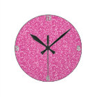 Faux Hot Pink Glitter wall clock | Zazzle.co.uk