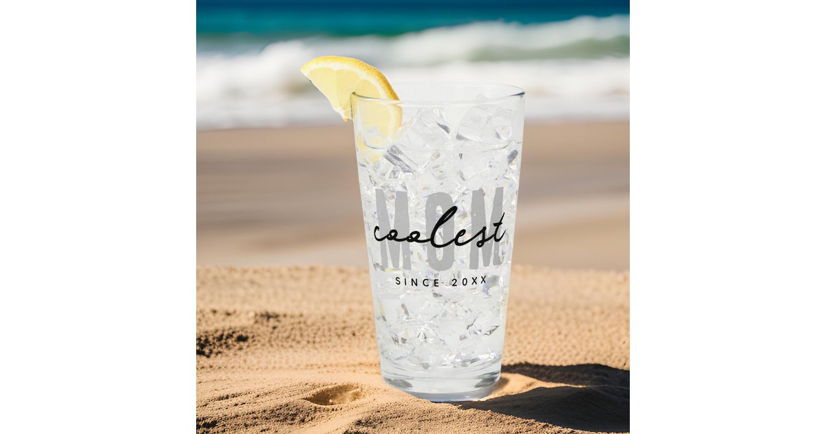 Coolest Mum Since 20XX Modern Simple Preppy Glass | Zazzle