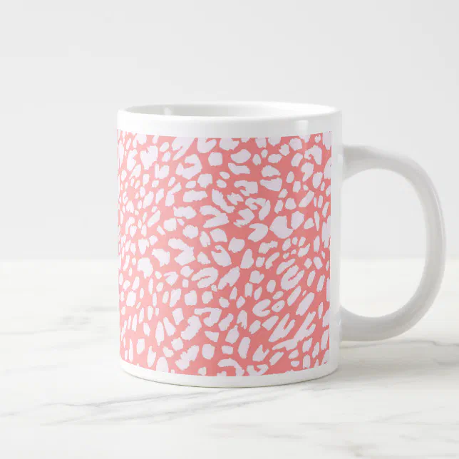 Coral Leopard Print Pattern Large Coffee Mug | Zazzle