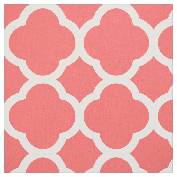 Coral Moroccan Quatrefoil Trellis Fabric Uk