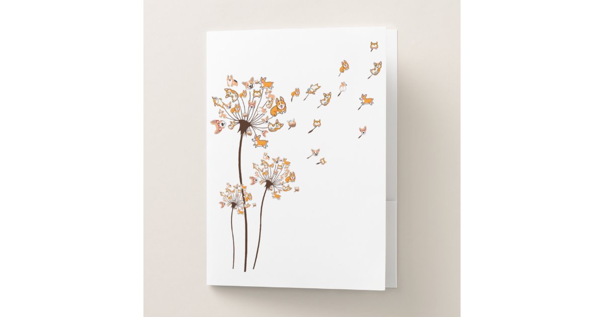 Corgi Flower Fly Dandelion Shirt Cute Dog Lover Pocket Folder | Zazzle