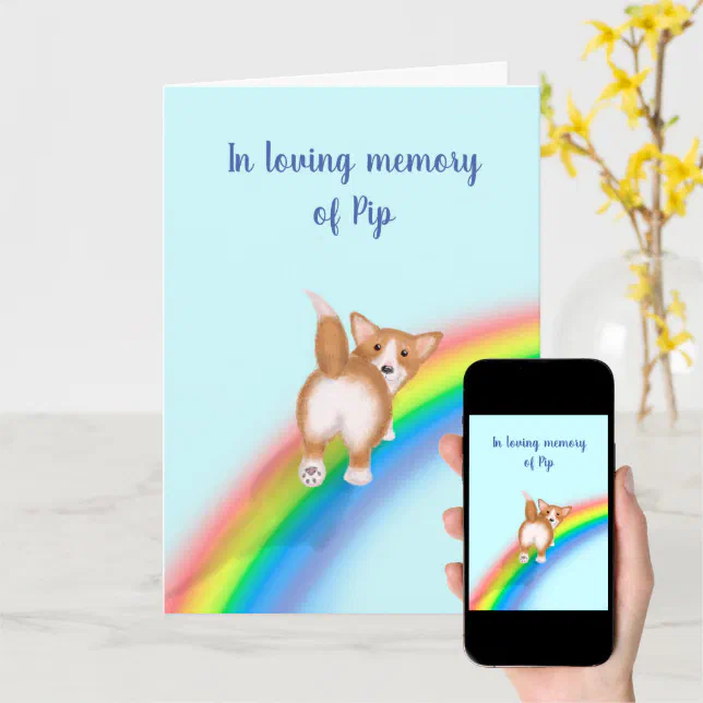 Corgi Rainbow Bridge sympathy card | Zazzle