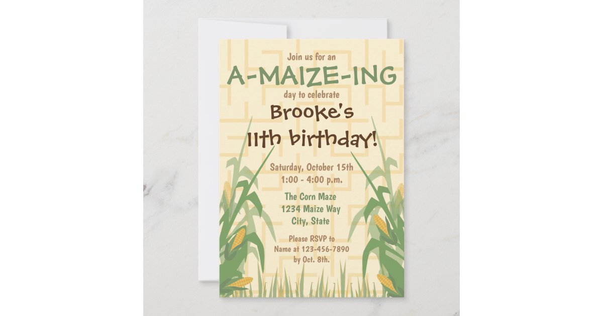 Corn Maze Birthday Invitation | Zazzle