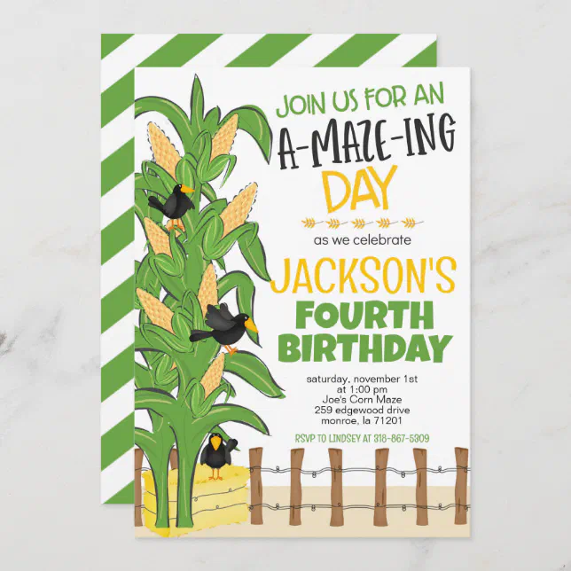 Corn Maze Boy Birthday Invitation | Zazzle