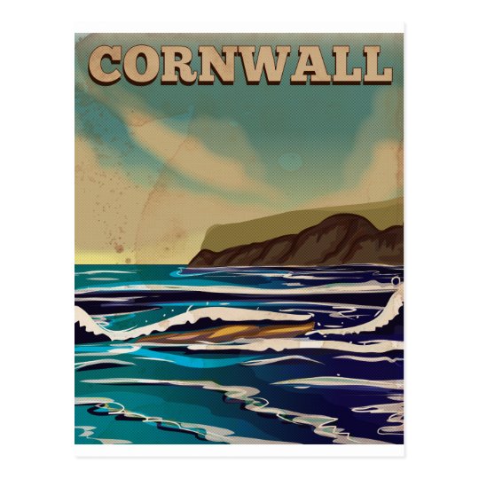 Cornwall Vintage Travel Poster Postcard | Zazzle.co.uk