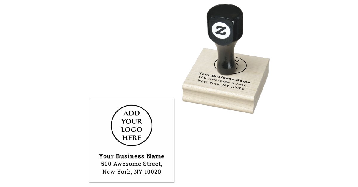 Corporate Business Your Logo Here Return Address Rubber Stamp | Zazzle