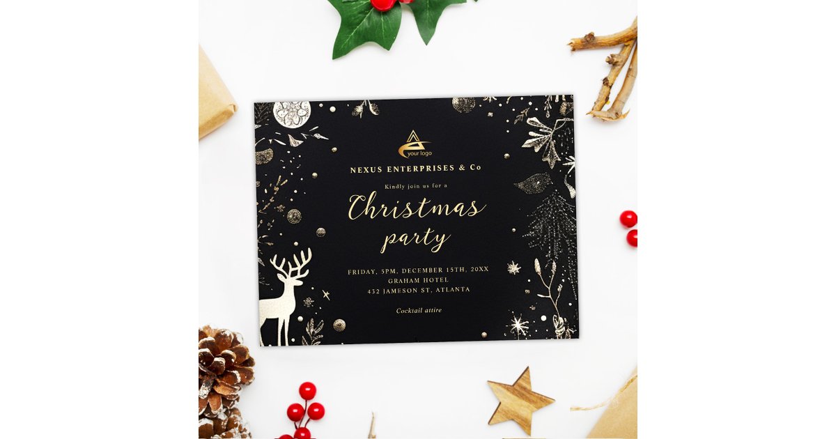 Corporate Christmas Party Elegant Business Holiday Invitation Postcard ...