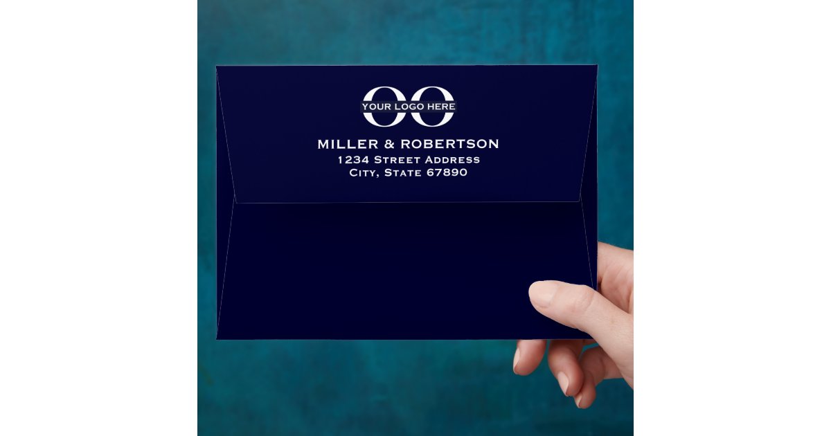 Corporate Logo Navy Blue Back Flap Return Address Envelope | Zazzle