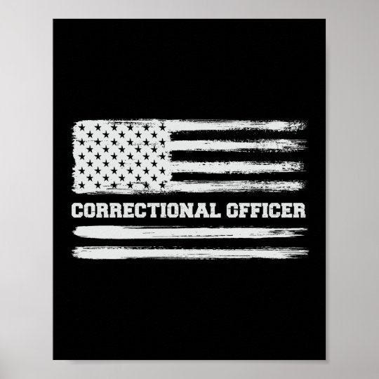 Correctional Officer American Flag Thin Silver Poster | Zazzle.co.uk