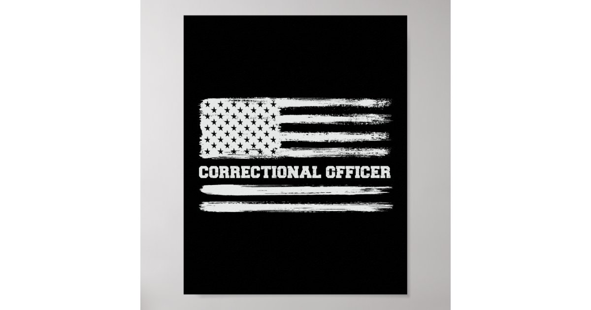 Correctional Officer American Flag Thin Silver Poster | Zazzle