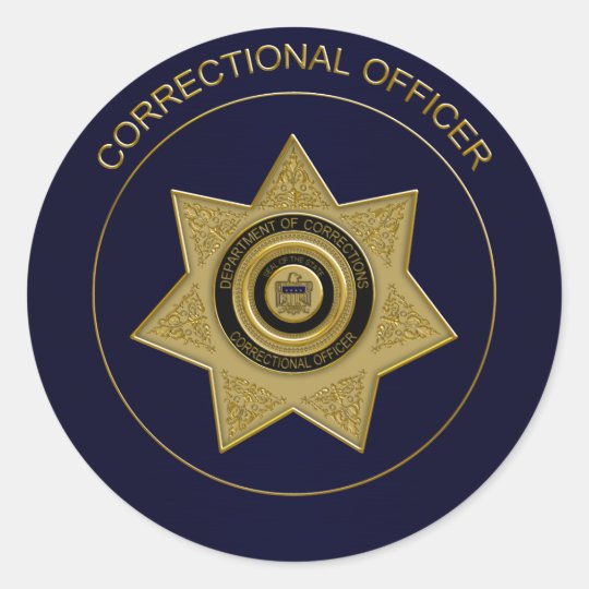 Correctional Officer Badge,Gold-Blue-Round Sticker | Zazzle.co.uk