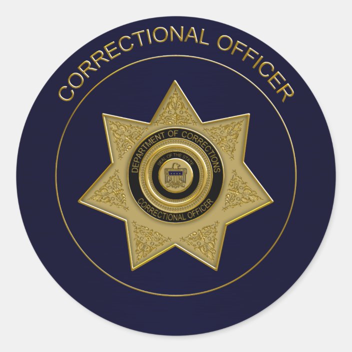 Correctional Officer Badge,Gold-Blue-Round Sticker | Zazzle.co.uk