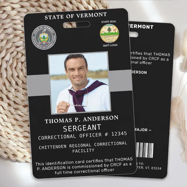 Correctional Officer Professional Logo Photo ID ID Badge | Zazzle