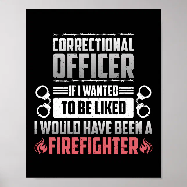 Correctional Officer Thin Silver Line Police Poster | Zazzle