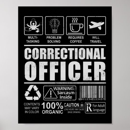 Correctional Officer Warning Thin Silver Line Poster Uk