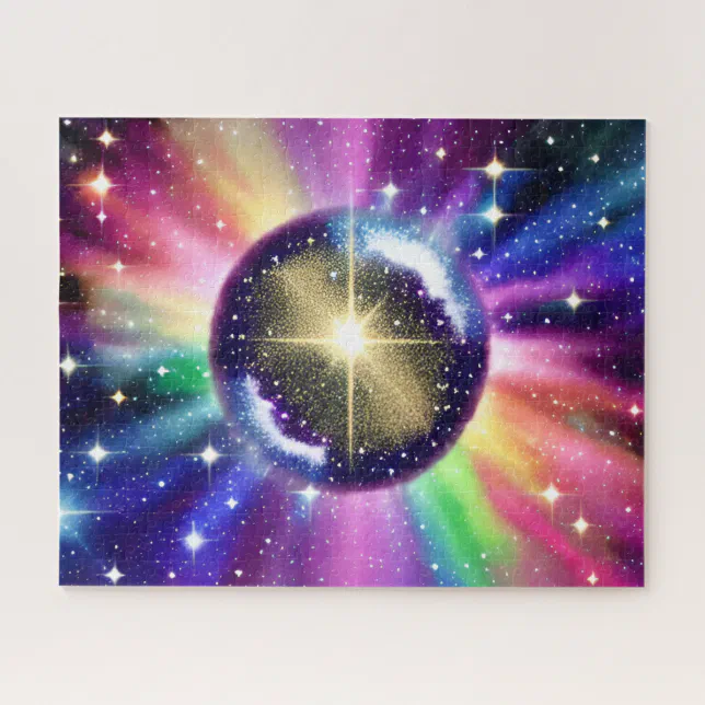 Cosmic Rainbow Galaxy Shiny Planet Ball Jigsaw Puzzle | Zazzle