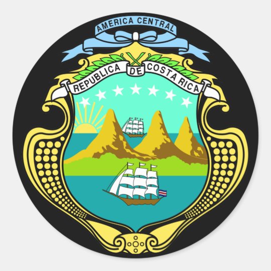 costa rica emblem classic round sticker | Zazzle.co.uk