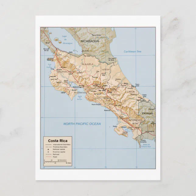 Costa Rica map Postcard | Zazzle