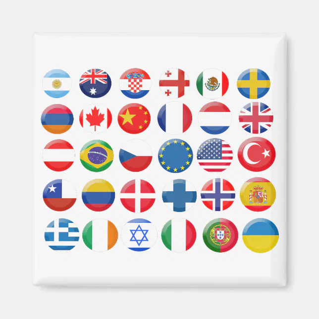 Countries icons set magnet | Zazzle
