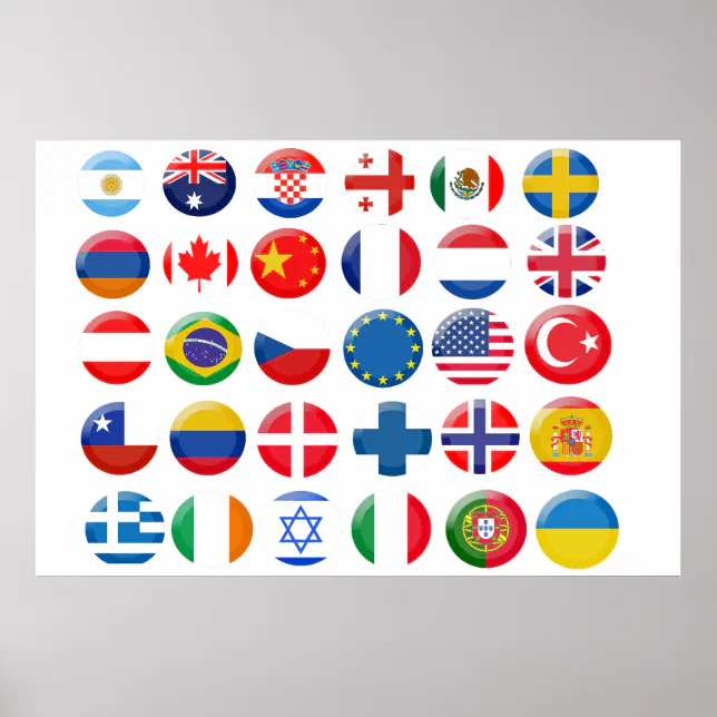 Countries icons set poster | Zazzle