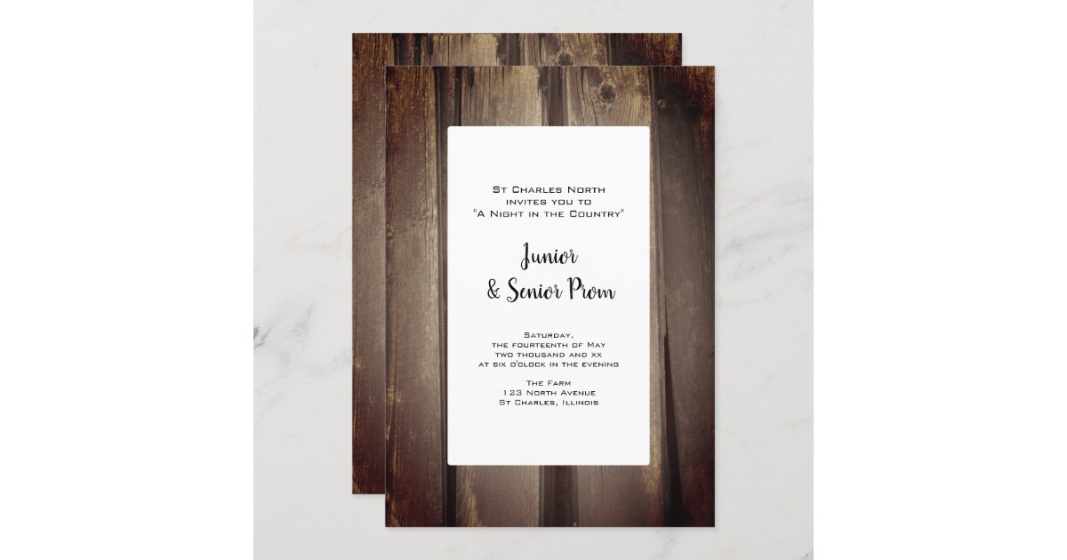 Country Barn Wood Junior / Senior Prom Invitation | Zazzle