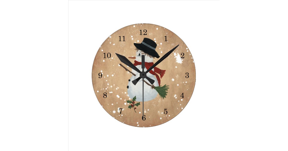 Country Snowman Wall Clock | Zazzle.co.uk