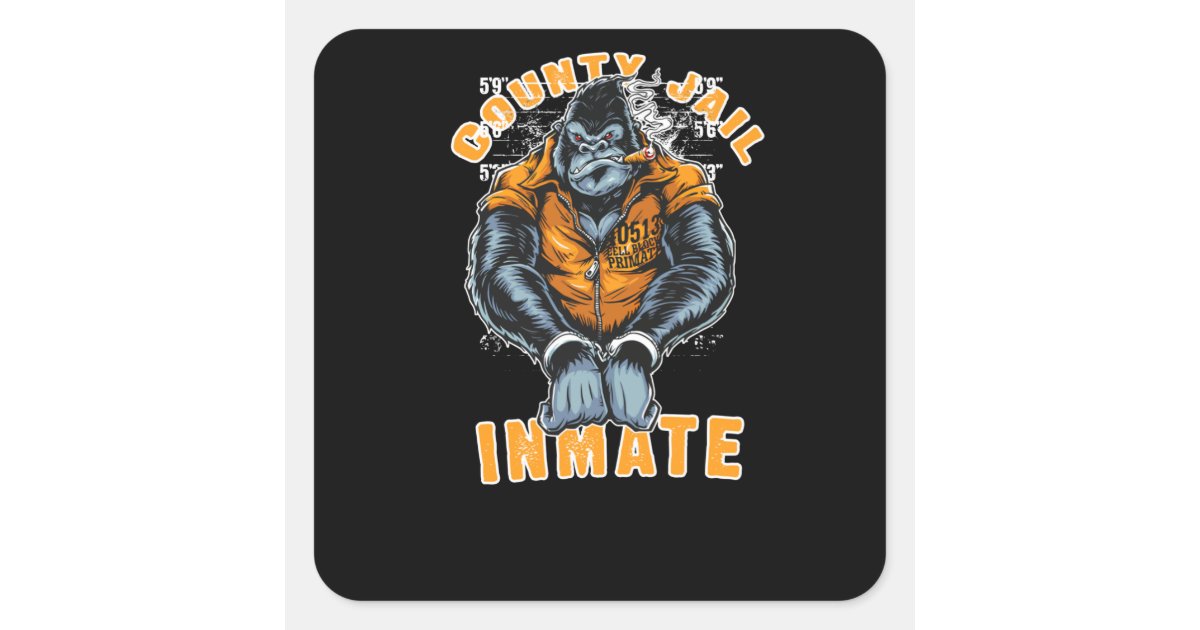 County Jail Inmate Square Sticker | Zazzle
