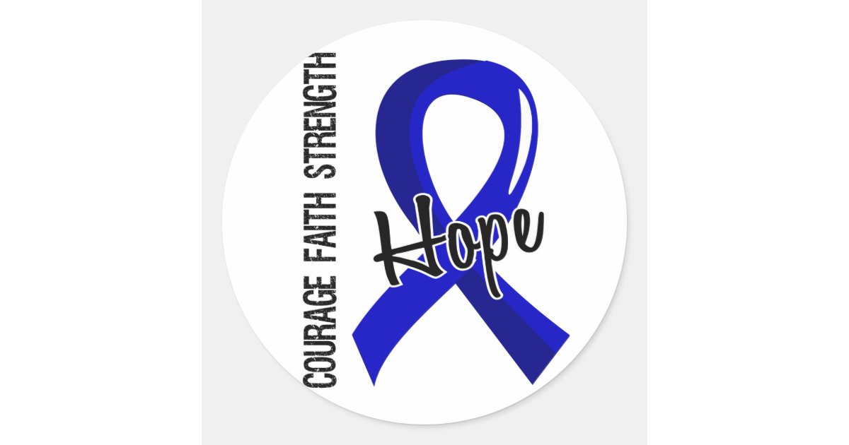 Courage Faith Hope 5 Colon Cancer Classic Round Sticker | Zazzle