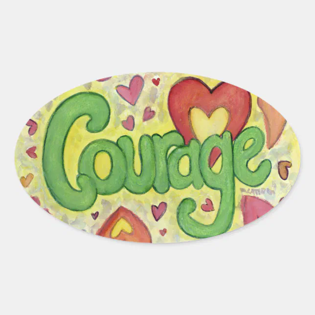 Courage Inspirational Word Art Label Stickers | Zazzle