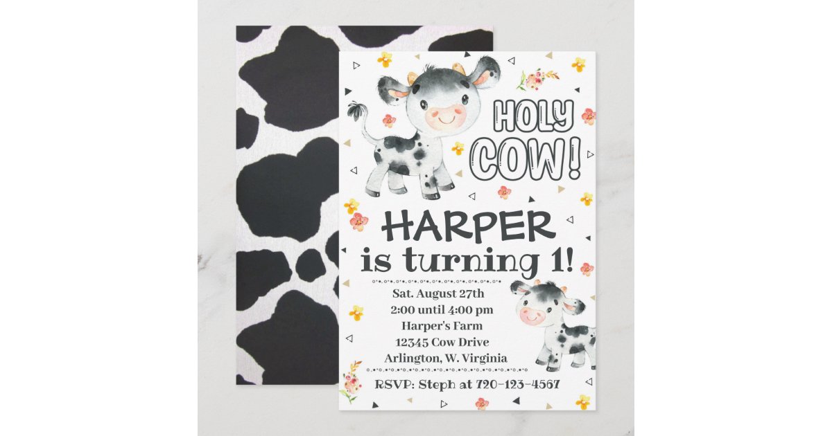 Cow Birthday Invitation Holy Cow Invitation | Zazzle