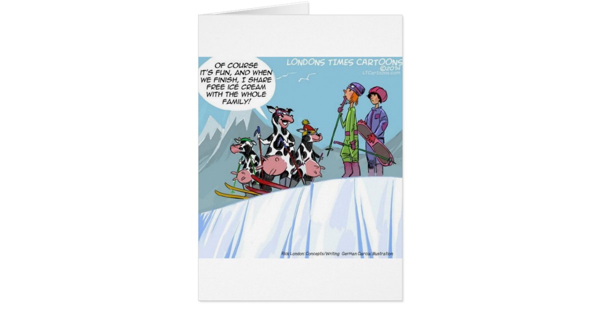 Cow Family Snow Skiing Funny | Zazzle
