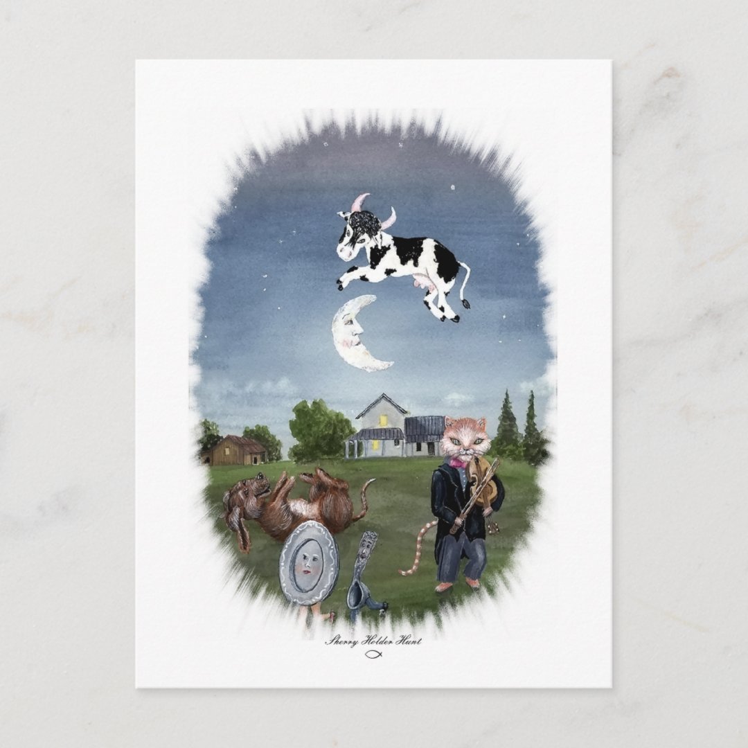 COW JUMPED OVER THE MOON POSTCARD | Zazzle