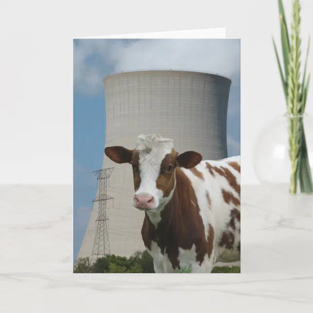 Cow & Nuclear Power Cooling Tower Greeting Card | Zazzle