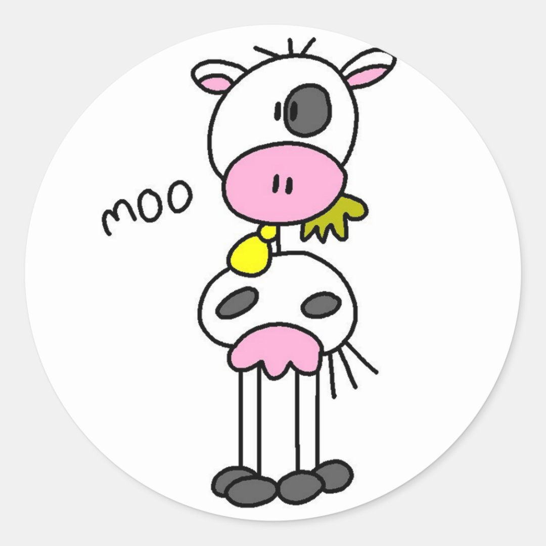 Cow Stick Figure Sticker | Zazzle