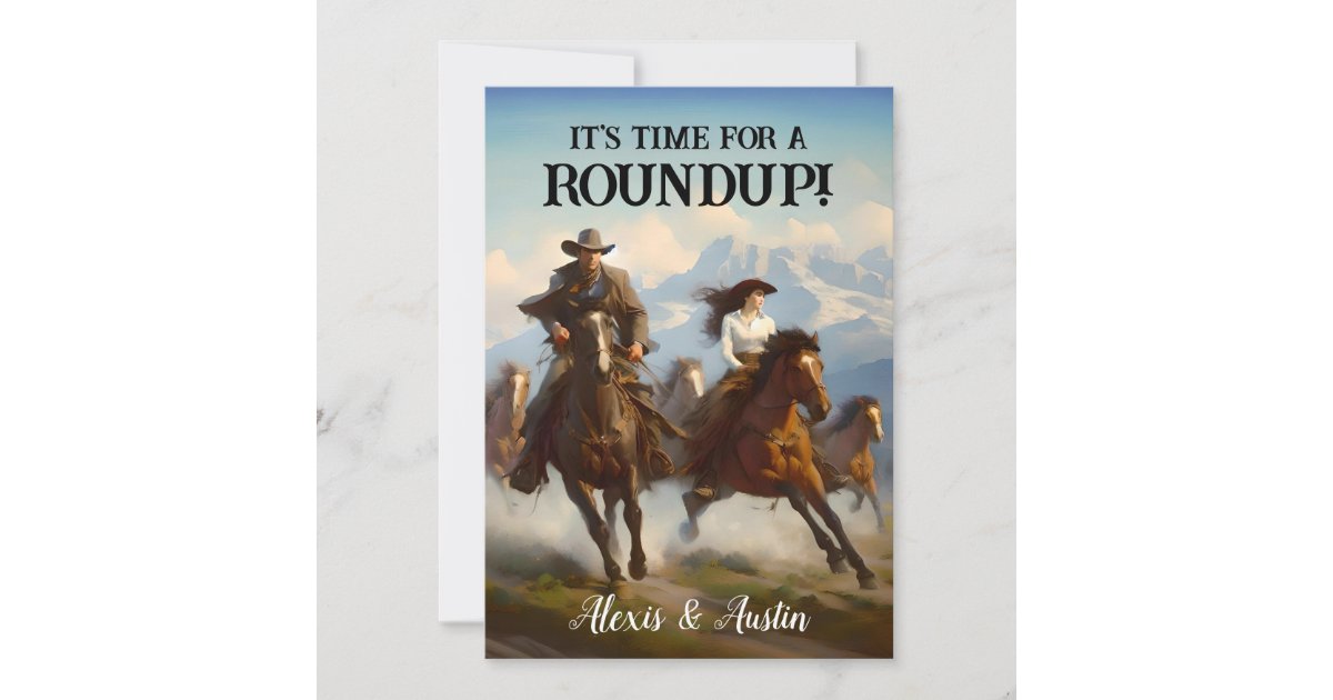 Cowboy and Cowgirl Round Up Invitation | Zazzle