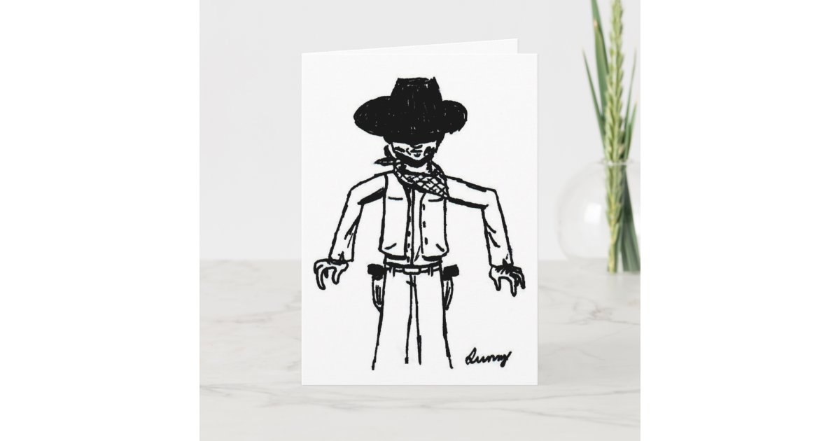 Cowboy Sketch "Howdy Pardner" Greeting Card | Zazzle