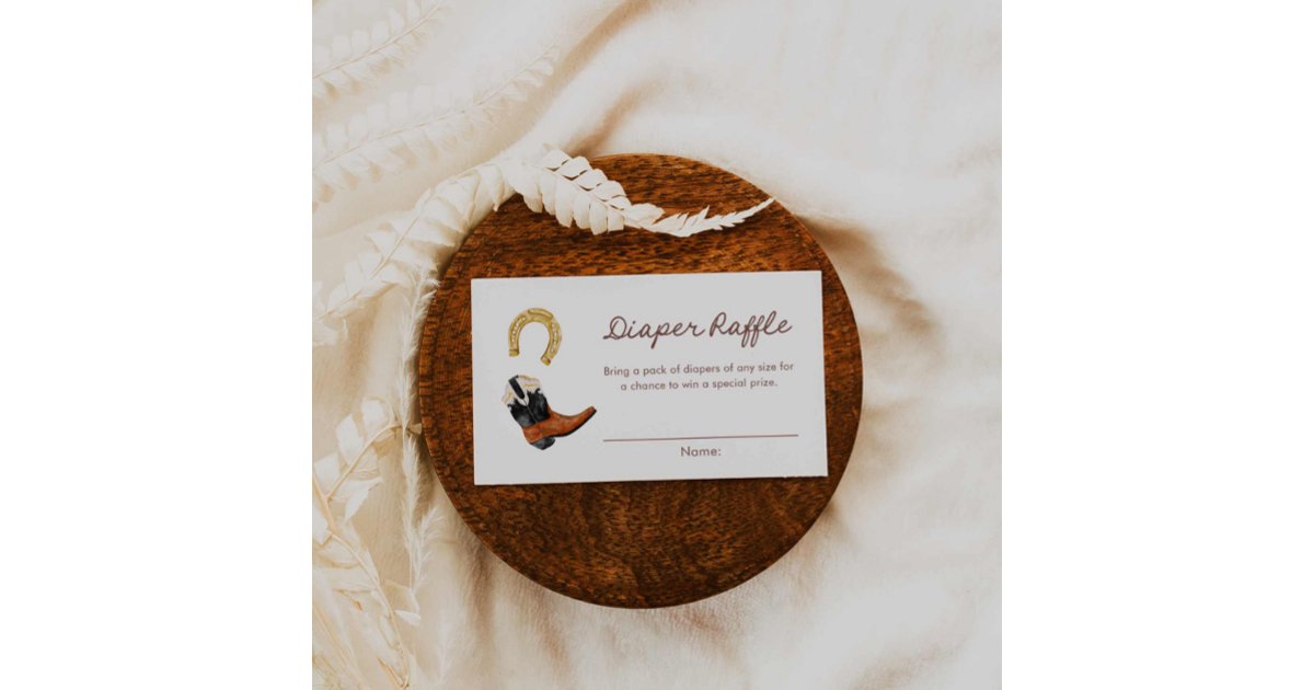 Cowboy Western Diaper Raffle Game Ticket Enclosure Card | Zazzle